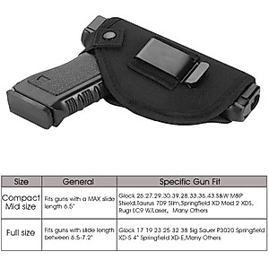 2 Pack Universal Concealed Carry Gun Holster for Women and Men, Inside or Outside The Waistband with Magazine IWB Holsters Right and Left Hand Draw Fits Subcompact Compact Full Size Pistols