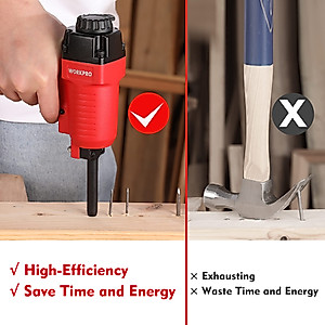 WORKPRO Pneumatic Nail Remover, Professional Heavy Duty Punch Nailer/Nail Puller/Nail Remover for Wood Workpieces, 60-100 PSI Denailer Removes 9-16 Gauge Nails