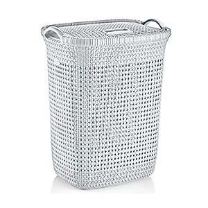 UNIWARE 65 Liter Knit Design Clothes Hamper Laundry Basket, Made in Turkey (White, 1 Piece)