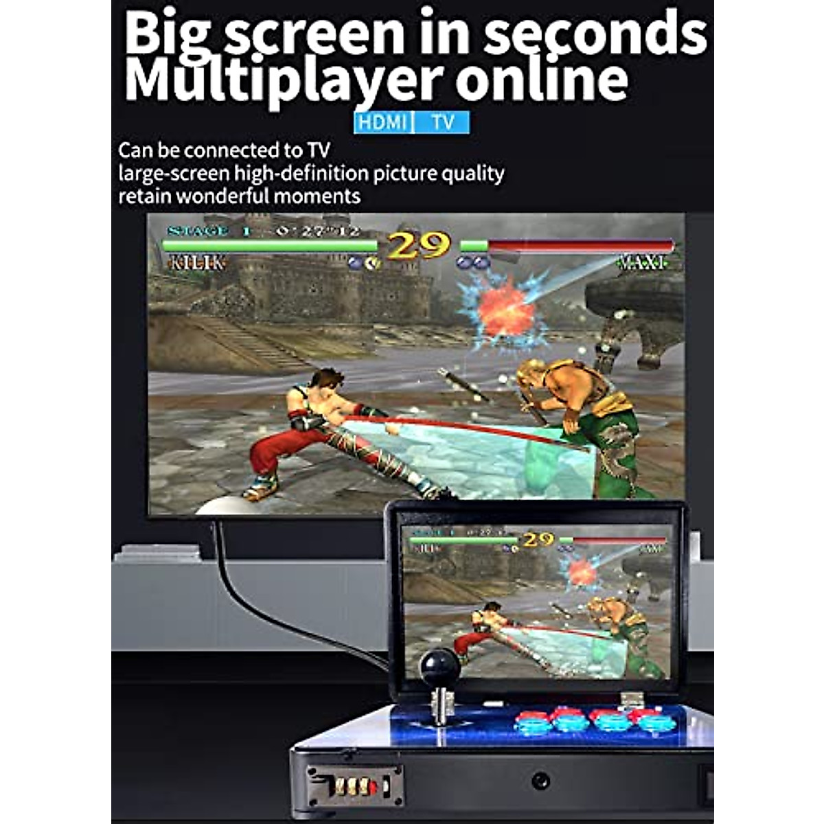 WYGaming Pandora Arcade Portable Retro Video Game Player Built-in 20000+ Classic Games 14 inch LED Integrated Recreation Arcade Emulator Console Compatible with FBA/N64/Arcade/MAME