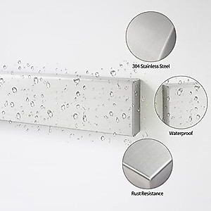 Rymmzone Magnetic Knife Holder for Refrigerator, 17" Double-Sided Knife Magnetic Strip, Premium SUS304 Stainless Steel Magnetic Knife Holder for Wall, Can be Used as Knife Rack, Tool Holder, and More