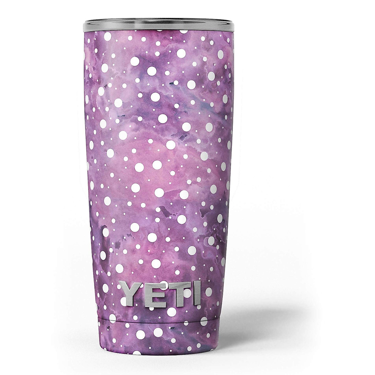 Design Skinz White Polka Dots Over Purple Pink Paint Mix - Skin Decal Vinyl Wrap Kit Compatible with The Yeti Rambler Cooler Tumbler Cups