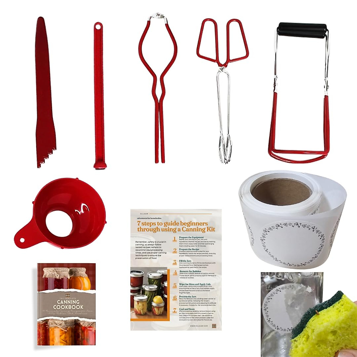 Canning Supplies Starter Kit | Canning For Beginners | Canning Kit | Canning Supplies Jar Wrench, Debubbler For Canning, Jar Lifter, Canning Tongs, Lid Lifter, Canning Funnel, Canning Labels