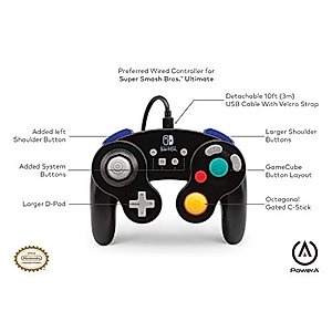 PowerA Wired Controller for Nintendo Switch: GameCube Style - Black