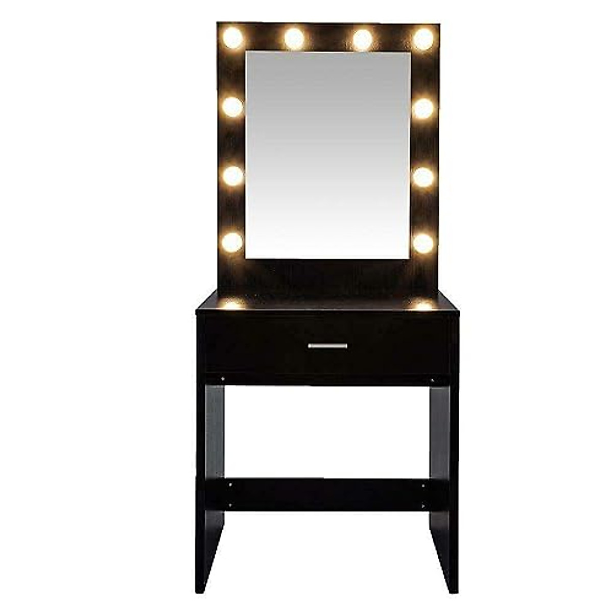 KJNS Vanity Wood Makeup Dressing Table Stool Set W/Drawer &Mirror Desk Black Vanity Desk Makeup Vanity Side Tables Bedroom Vanity Table Portable Desk Vanity Set