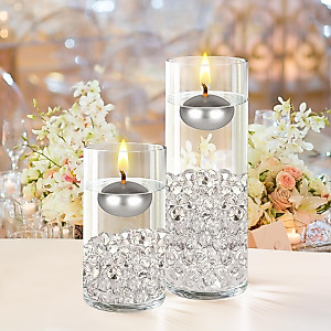 Mega Candles 12 pcs Unscented Silver Floating Disc Candle, Hand Poured Paraffin Wax Candles 1.5 Inch Diameter, Home Décor, Wedding Receptions, Baby Showers, Birthdays, Celebrations & Party Favors