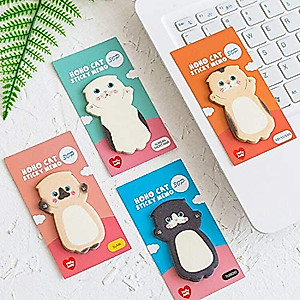 Kawaii School Supplies - Cat Stationery Set, 6 Gel Pens, 120 Sticky Memos, 6 Sticker Sheets & 1 Sticker Album( 8 Sheets), 240 Bookmark Page Flags - Cute Japanese Style Office Supplies- Gift for Girls