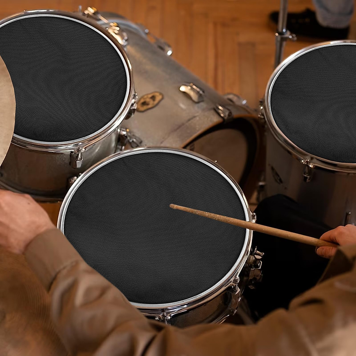 2-Ply Mesh Silent SKIN for Drum Set Replacement, Black, 14inch