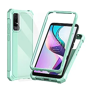 Ailiber Phone Case for TCL 30Z(T602DL), TCL 30 LE Case with Screen Protector, 2 Layer Structure Protection, Shockproof Corner TPU Bumper, Slim Silicone Phone Cover for Straight Talk TCL 30Z-Mint Green