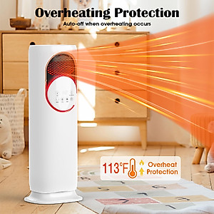 Cobuy Tower Fan and Heater Combo with Humidification, 4 in 1 Space Heaters for Indoor Use, 120°Oscillating, 1800W, 2 Speed Heating, 3 Speed Cooling, Remote Control, 9H Timer for Bedroom Room Office