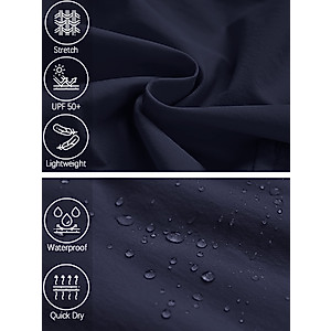 Mens Hiking Convertible Pants Waterproof Lightweight Quick Dry Zip Off Fishing Travel Safari Outdoor Cargo Work Trekking Trousers Navy 36