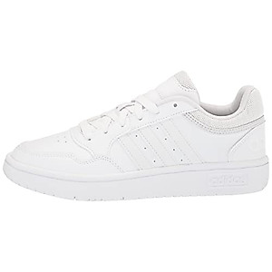 adidas Women's Hoops 3.0 Low Top Basketball Shoe, White/White/Dash Grey, 8