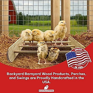 Backyard Barnyard Chick Perch and Mini Chicken Roosting Bar Set (2 Pack) Made in USA!!! Strong Natural Wood Jungle Gym Toys for Brooder and Coop Baby Birds Pollos Gallinas