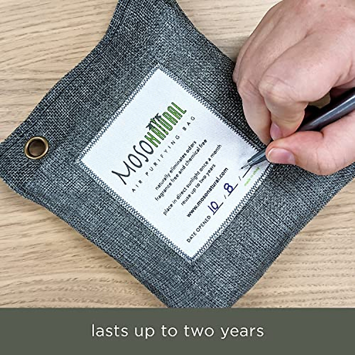 Moso Natural Air Purifying Bag 200g. A Scent Free Odor Eliminator for Cars, Closets, Bathrooms, Pet Areas. Premium Moso Bamboo Charcoal Odor Absorber. Two Year Lifespan! (Charcoal Grey)