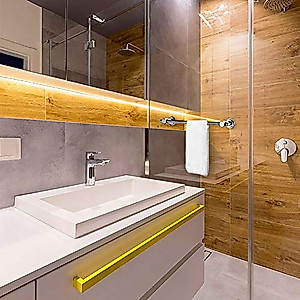 BOPai 24 inch Vacuum Suction Cup Towel Bar,Removeable Shower Mat Rod Shower Door Adhesive Towel Bar Suction Towel Rack,Premium Chrome