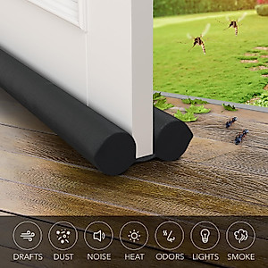 Easy to Install Under Door Draft Stopper - Thicker 2" Foam Strip Blocks 50% More Noise, Wind - Seal Bottom of Doors 30" to 36" - Interior Front Door Sweep, Blocker, Soundproofing - Everlasting Comfort