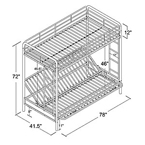 DHP Twin-Over-Futon Convertible Couch and Bed with Metal Frame and Ladder - Black