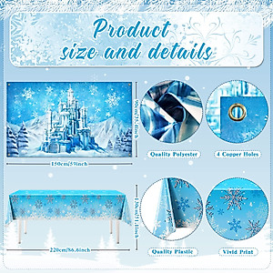 Frozen Birthday Party Supplies Winter Decoration Pack 117 Pcs Wonderland Snowflake Princess Party Decors for Girls (Backdrop, Tablecloth, Banner, Foil Balloons, Balloons Garland)