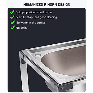 Stainless Steel Freestanding Sink, Outdoor Utility Indoor Laundry Sink, Single Bowl Commercial Restaurant Kitchen Sink, Mobile Portable Sink, for Laundry Garage (Size : 38x32cm/15x12.6in)