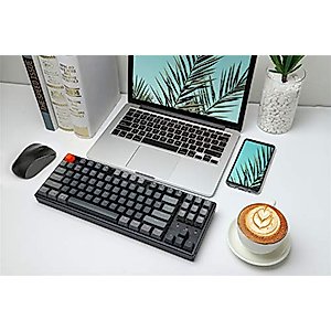 Keychron K8 Wireless Bluetooth/USB Wired Mechanical Keyboard, Hot-swappable Tenkeyless 87 Keys RGB LED Backlit Gateron Blue Switch N-Key Rollover, Aluminum Frame for Mac and Windows