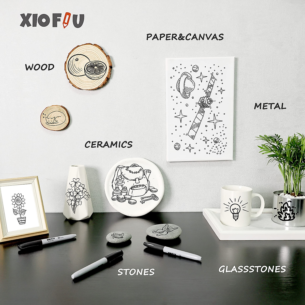 XioFiu Permanent Markers Bulk, 36 Pack Black Permanent Marker Set, Fine Tip, Waterproof Markers, Premium Smear Proof Pens, Waterproof, Quick Drying, Office Supplies for School, Office, Home