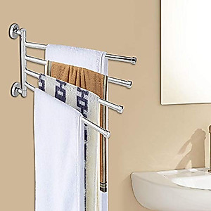 Rotating Towel Rack Stainless Steel Wall Mounted Hanger Holder Hook Organizer Home Kitchen Bathroom Accessories