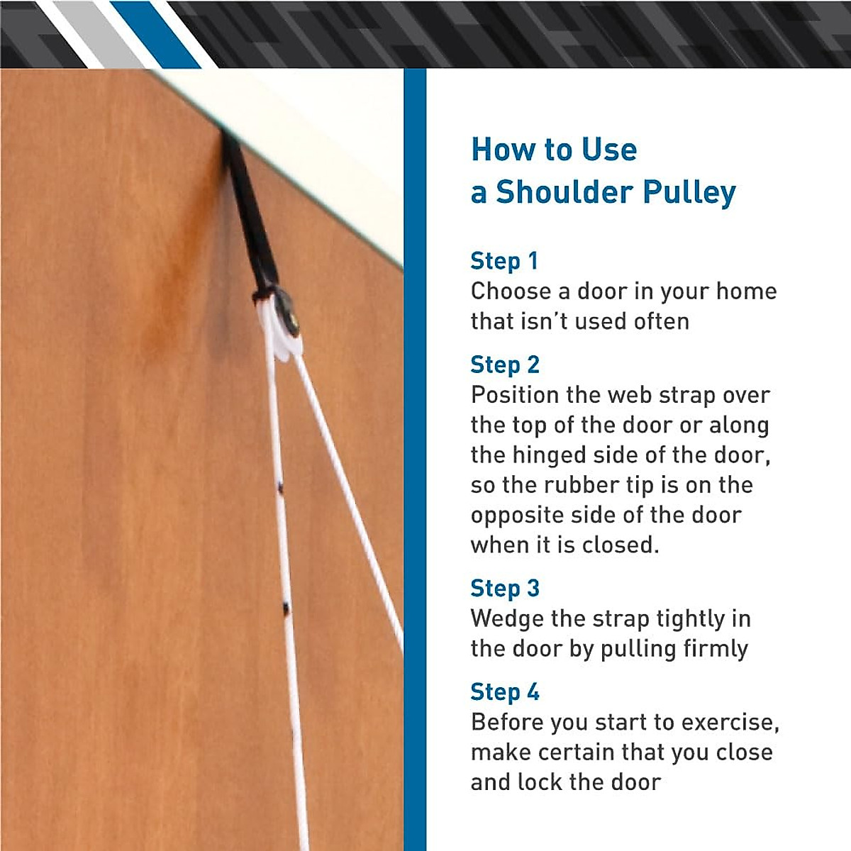 BodyMed Shoulder Pulley – at-Home Rehab System – Over-The-Door Physical Therapy Equipment – Recommended for Shoulder Exercises, Stretching, & Recovery After Surgery