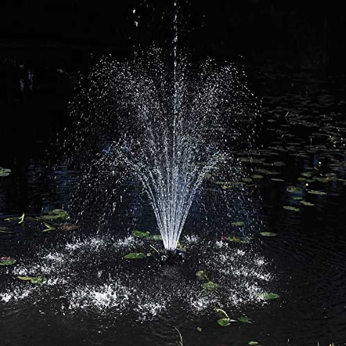 Pond Boss 1/4 HP Floating Fountain with 3 Bright White Lights, 50 Foot Power Cord - and Free Bonus Protective Pump Bag for Trouble-Free Operation.