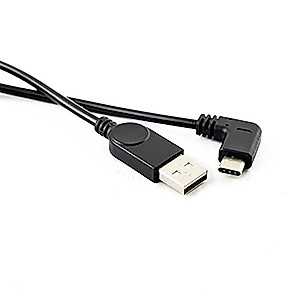 Traovien Coiled USB C Cable, USB 2.0 A to 90 Degree USB Type C 3A Spring Charge Cable, Stretched 0.6-5FT for Car Charger Galaxy S8 S9, Moto Z, More (USB A Male to C Male)