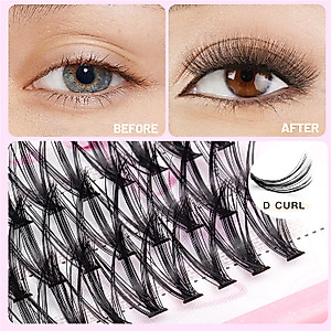 Dedila 8/10/12/14/16/17/18/20mm 60pcs 20 Root Grafting Individual False Eyelashes Mink Natural Long Eye Lashes Cluster Extension Makeup Beauty Fake Eyelash (16MM)