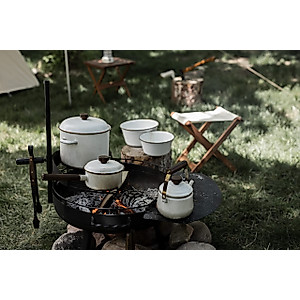 Barebones Enamel Saucepan/steelpan - Steel Cooking Pot For In The Kitchen And Camping, Durable Suace Pan With Lid