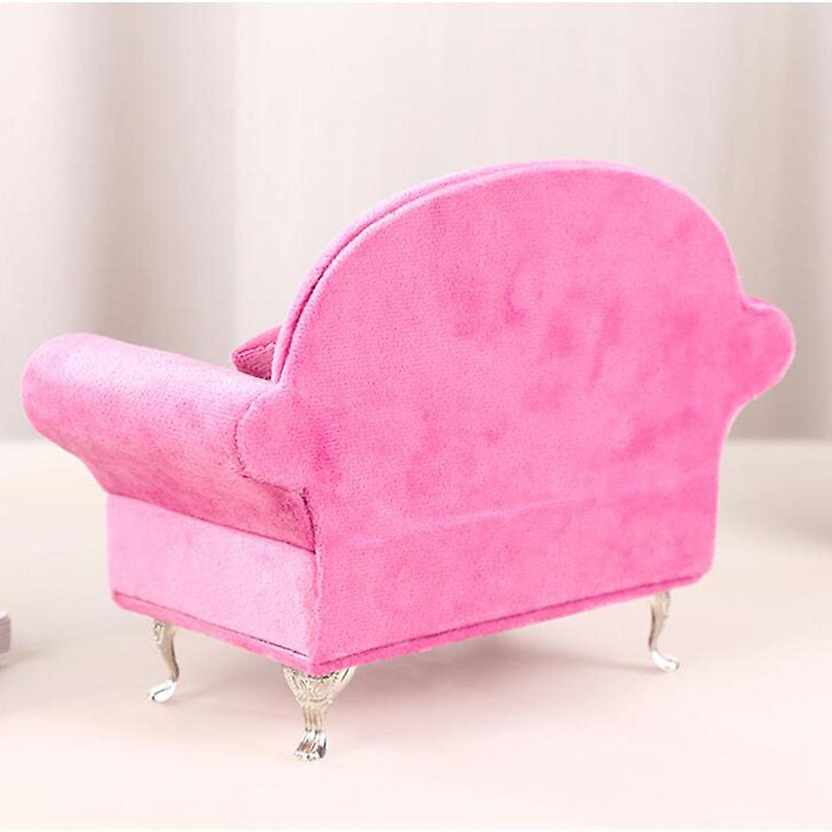 rockible Fashion Sofa Bed Jewelry Box Dollhouse Furniture Women Jewelry Case Jewelry Trinket Box for Bedside Table Living Room Closet Dresser Decor, Pink