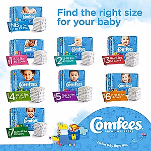 Comfees Premium Baby Diapers with Total Fit System for Boys & Girls, Size 5, 27Count, CMF-5