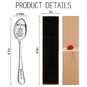 Angirlish Personalized Coffee Spoons, Engraved Name Stainless Steel Spoons, Coffee Tea Lover Gifts for Husband Wife Couple, Birthday Anniversary Christmas Gifts, Mirror Finished & Dishwasher Safe