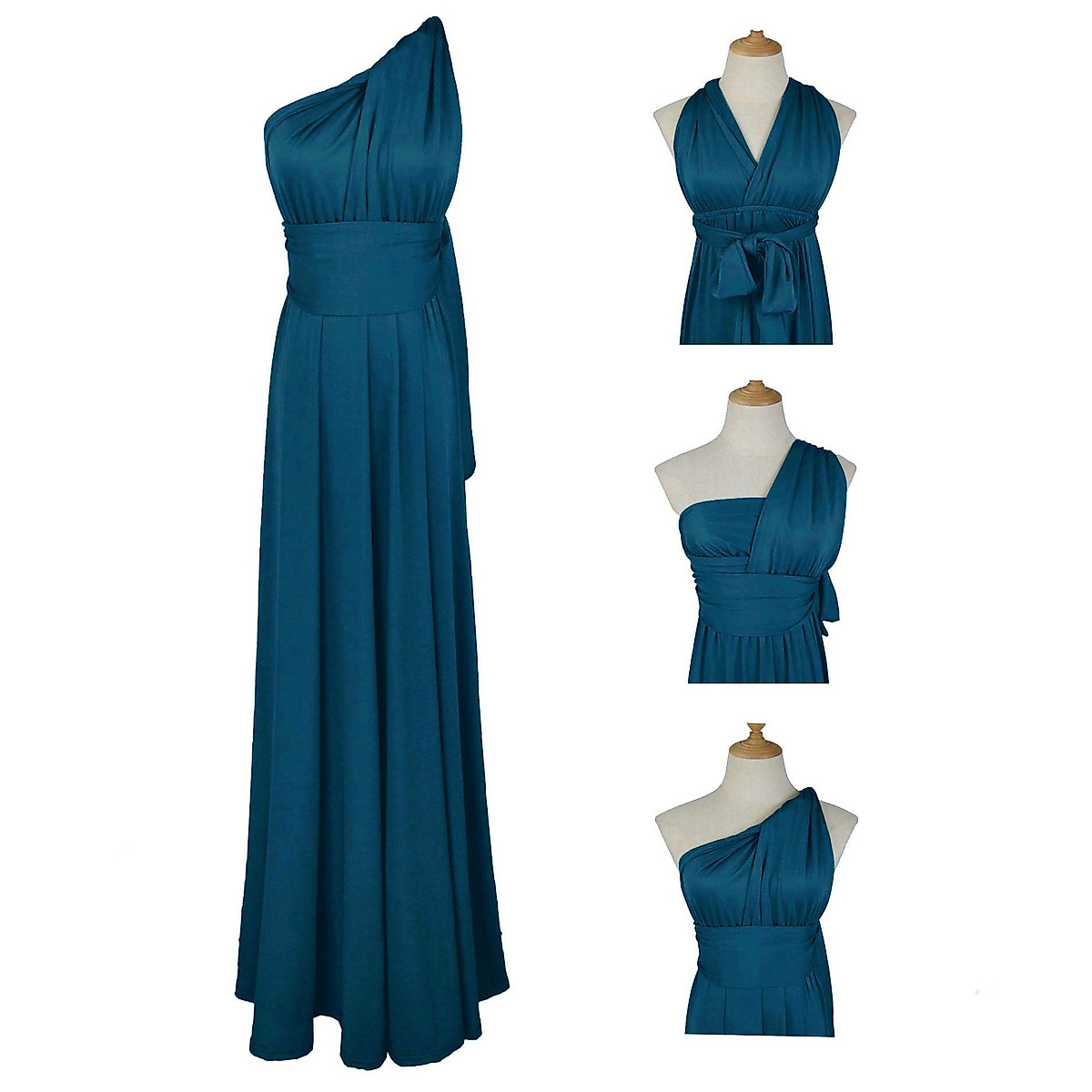 Sexyshine Women's Backless Gown Dress Multi-Way Wrap Halter Cocktail Dress Bandage Bridesmaid Long Dress(TE,XL)