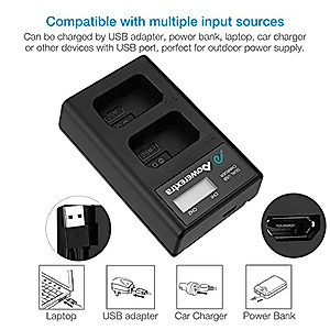 Powerextra 2 Pack Replacement Sony NP-FW50 Battery & Smart LCD Display Dual Channel Charger Compatible for Sony ZV-E10, Alpha a6500, a6300, a6000, a7s, a7, a7s ii, a7s, a5100, a5000, a7r, a7 ii Camera
