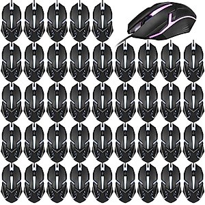 Sratte 30 Pack Black USB Wired Mouse Bulk 1200 DPI RGB Optical Computer Mouse 3 Button 7 Color LED Backlit Wired Ergonomic USB for Gaming Office Desktop Laptop Gamer Computer