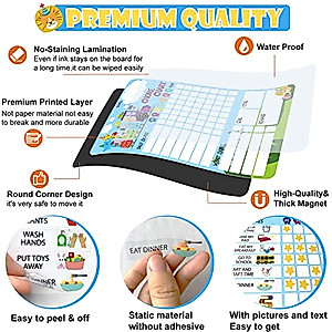 Magnetic Chore Chart for Kids,Reward Chart Good Behavior Chart for Kid at Home,Dry Erase Responsibility Charts for Toddlers,Schedule Board with Tasks,Stars & 6 Markers for Fridge School Home Supplies