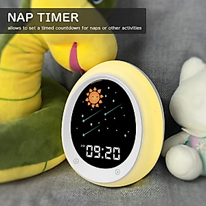 I·CODE Meteor Routine Helper Sleep Trainer, Kids Alarm Clock, Nursery Noise Machine & Night Light with Nap Timer for Younger Children