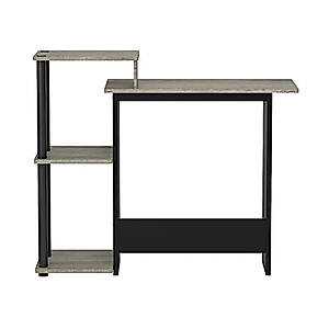 Furinno Efficient Home Laptop Notebook Computer Desk with Square Shelves, French Oak Grey/Black