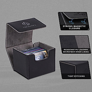 MTG Deck Box for Card,Card Storage Box Fits 100+ Single Sleeved Cards, PU Leather with Strong Magnet Function Card Deck Case Compatible with Collectible Trading Cards, Magic Commander TCG Card
