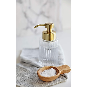 Rail19 Flora Fluted Foaming Soap Dispenser | Vintage-Inspired Modern Glass Refillable Pump Bottle for Bathroom Vanity Countertop and Kitchen, 10oz (Gold)