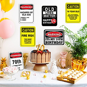 WERNNSAI 70th Birthday Decorations - 9 PCs 70s Old Zone Party Decorations, Funny Yard Banner for Grandma Grandpa, Table Centerpieces Door Wall Windows Signs Photo Booth Props for Men Women, Happy Bday Decor