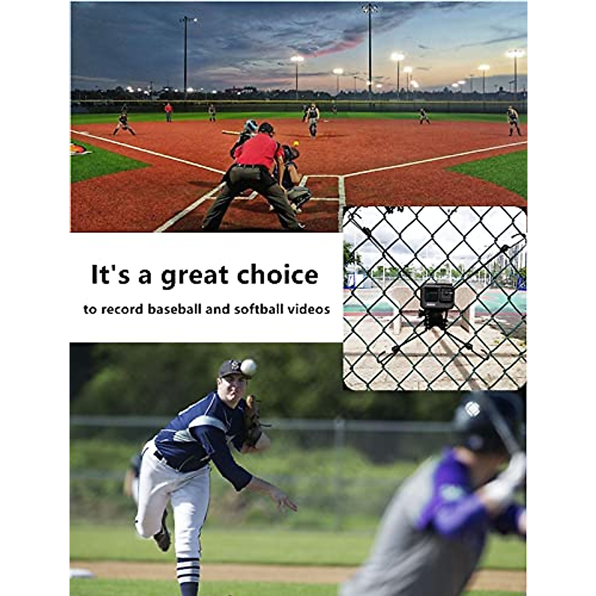 Action Camera Backstop Chain Link Fence Clip Mount Compatible with GoPro Hero 11,10,9,8,7,6,5,4,3,3+,max,Session,Fusion and DJI OSMO AKASO,Suitable for Recording Baseball Softball Tennis