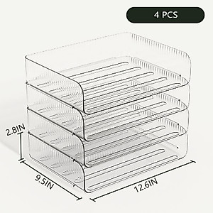 Wemfg File Organizer, Clear Stackable Desk Organizers and Accessories Tray Set, PET Letter Tray Paper Tray, A4 Size Office Desktop File Paper Holder Book Storage Rack (4 Pack x Landscape)