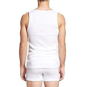 Calvin Klein Men`s Classic Ribbed Tank 3-Pack (White(NM9070X-100)/White/White, Large)