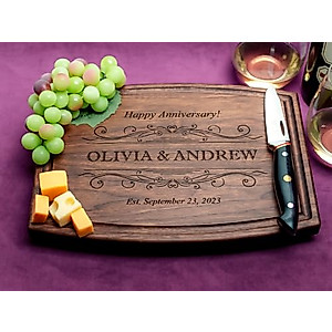 Straga Personalized Cutting Boards | Handmade Wood Engraved Charcuterie | Custom Wedding, Anniversary, Housewarming Gift for Newlyweds