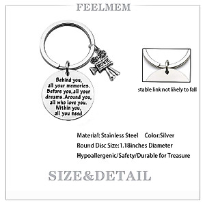 FEELMEM Movie Camera Keychain Film Director Gift Film Student Gift Filmmaker Gift Behind You All Memories Before You All Your Dream Keychain Movie Jewelry Film Keyring Gift (Movie Camera Keychain)
