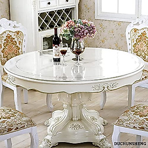 KDLKCT6 Tempered Glass Table Top, Ø 15in 17in 25in 27in 29in 31in, Polished Edge Round Glass Table Top, with Non-Slip Pad, Easy to Install, Protect The Original Desktop,1/3" Thick,