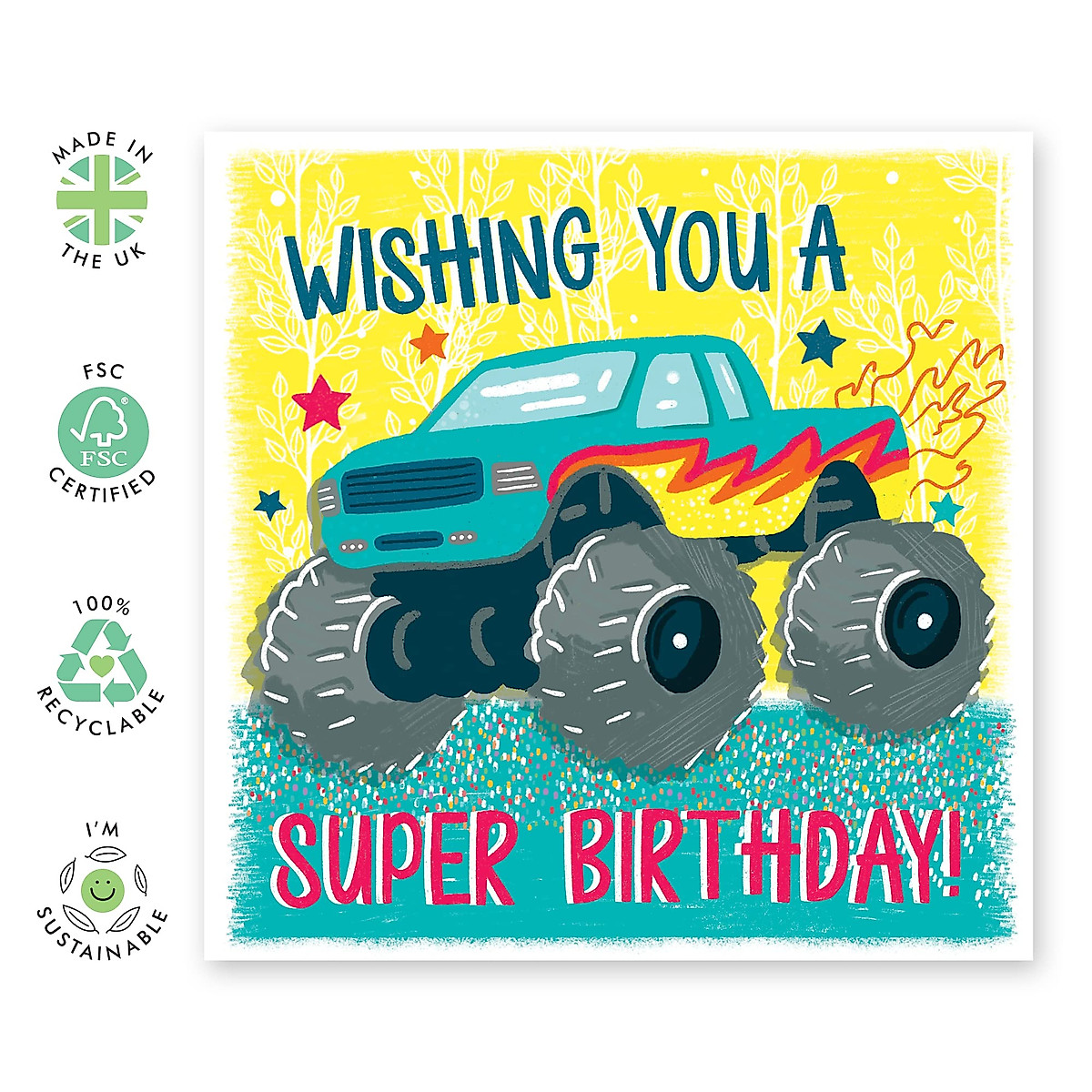 CENTRAL 23 Grandson Birthday Card - Monster Truck Birthday - Happy Birthday Card For Him - Grandson Birthday Card - Gifts For Nephew Cousin - Comes With Fun Stickers